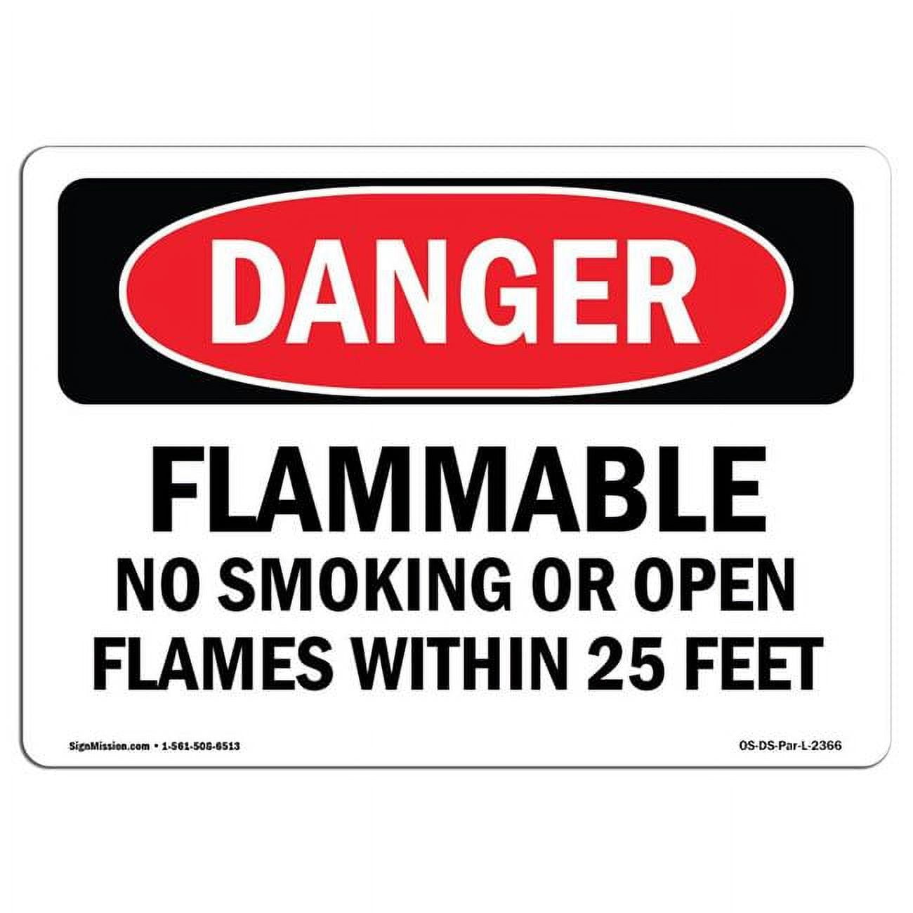 SignMission 10 x 14 in. OSHA Danger Sign - Flammable No Smoking or Open ...