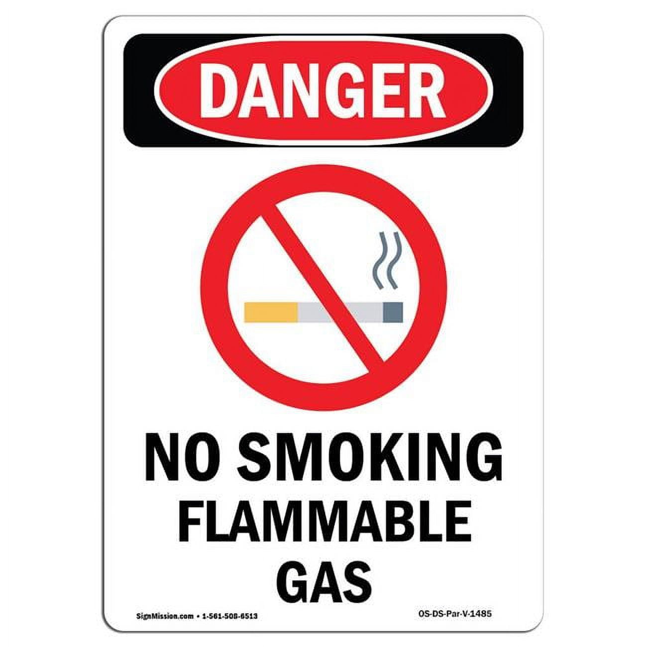 SignMission 10 x 14 in. OSHA Danger Sign - No Smoking Flammable Gas ...