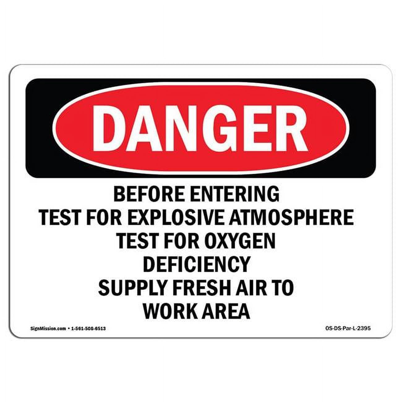 SignMission 12 x 18 in. OSHA Danger Sign - Before Entering Test for ...