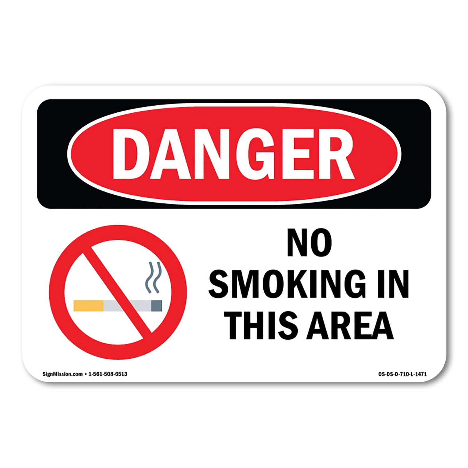 SignMission OS-DS-D-35-L-1471 OSHA Danger Sign - No Smoking in This ...