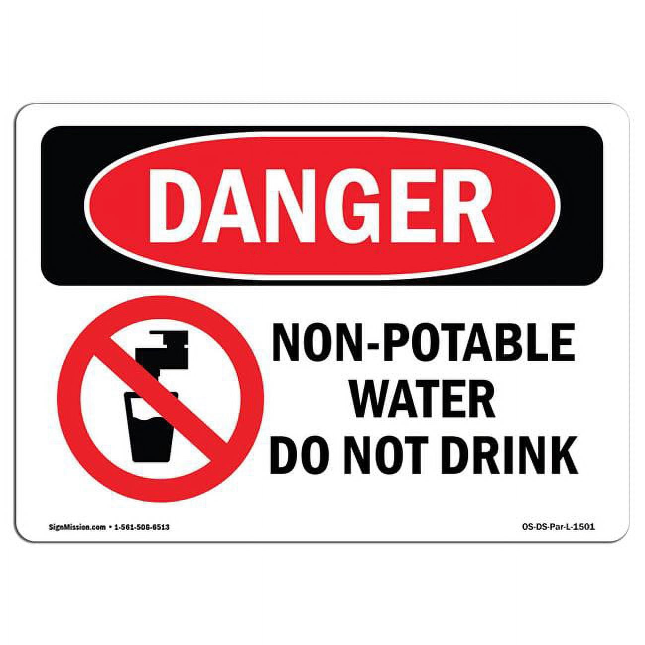 SignMission OS-DS-D-35-L-1501-10PK OSHA Danger Sign - Non-Potable Water ...