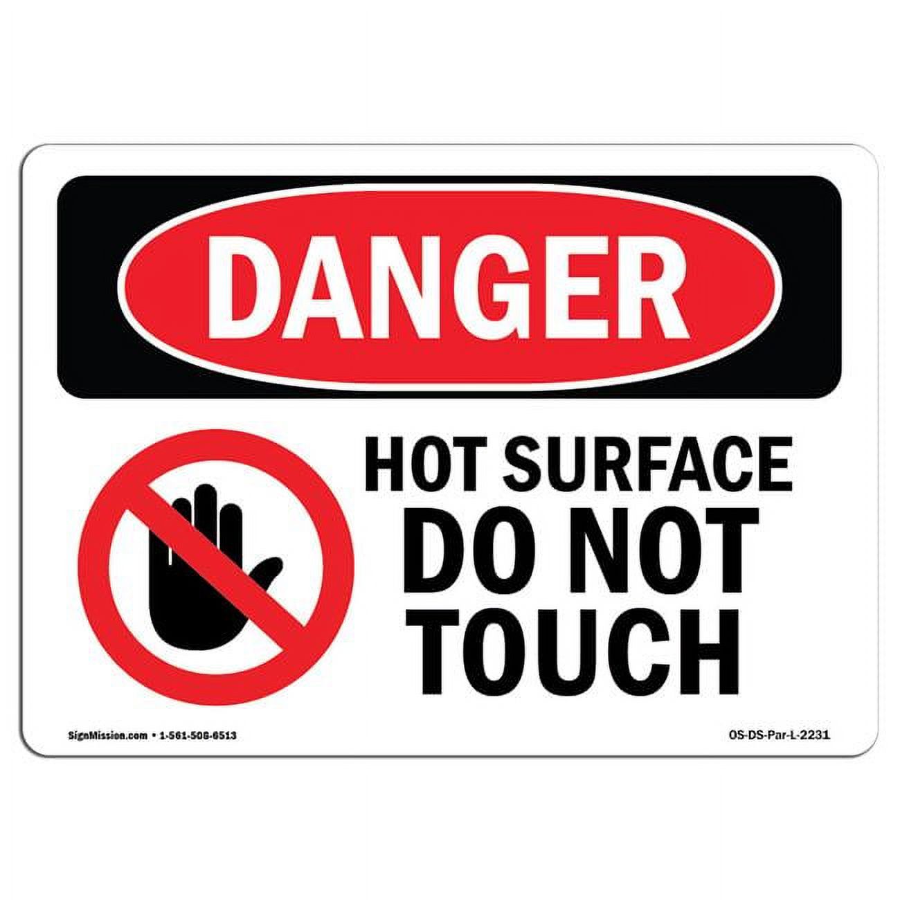 National Marker Danger Signs; Hot Surface Do Not Touch Graphic 10X14 ...