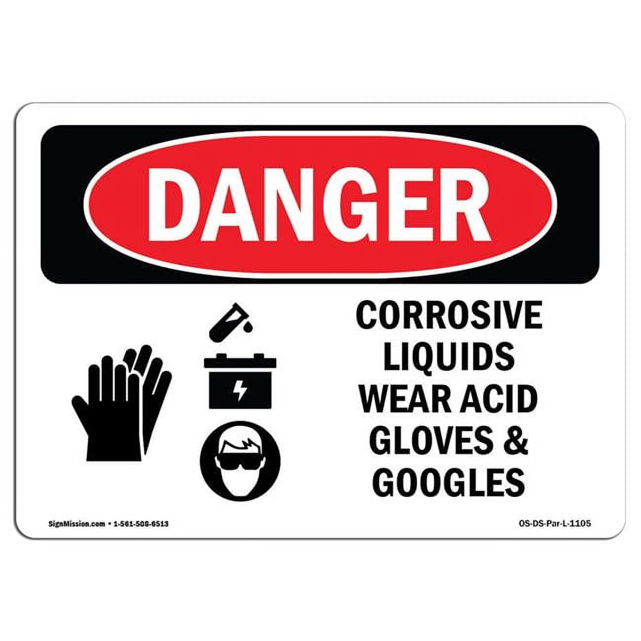 SignMission OS-DS-D-710-L-1105 OSHA Danger Sign - Corrosive Liquids ...