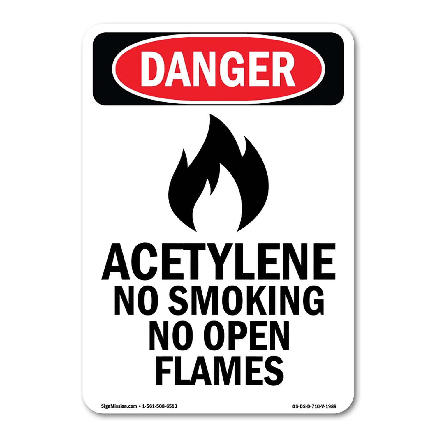 SignMission OS-DS-P-1218-V-1989 OSHA Danger Sign - -GHS Acetylene No ...