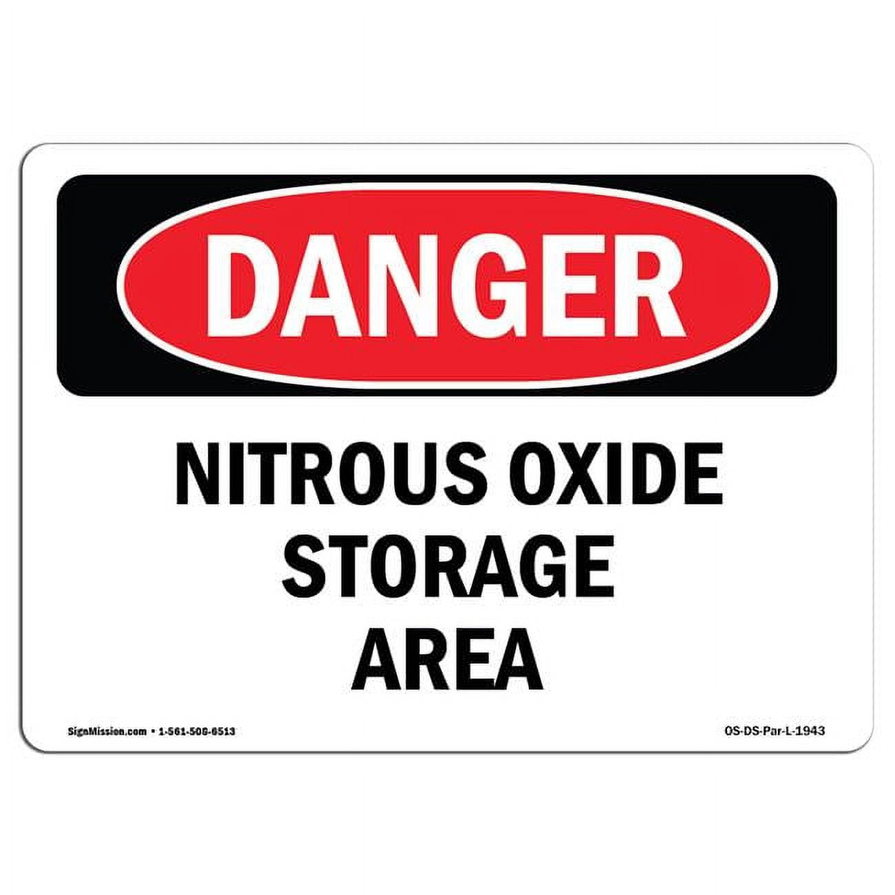 SignMission OS-DS-P-710-L-1943 Danger Nitrous Oxide Storage Area OSHA ...