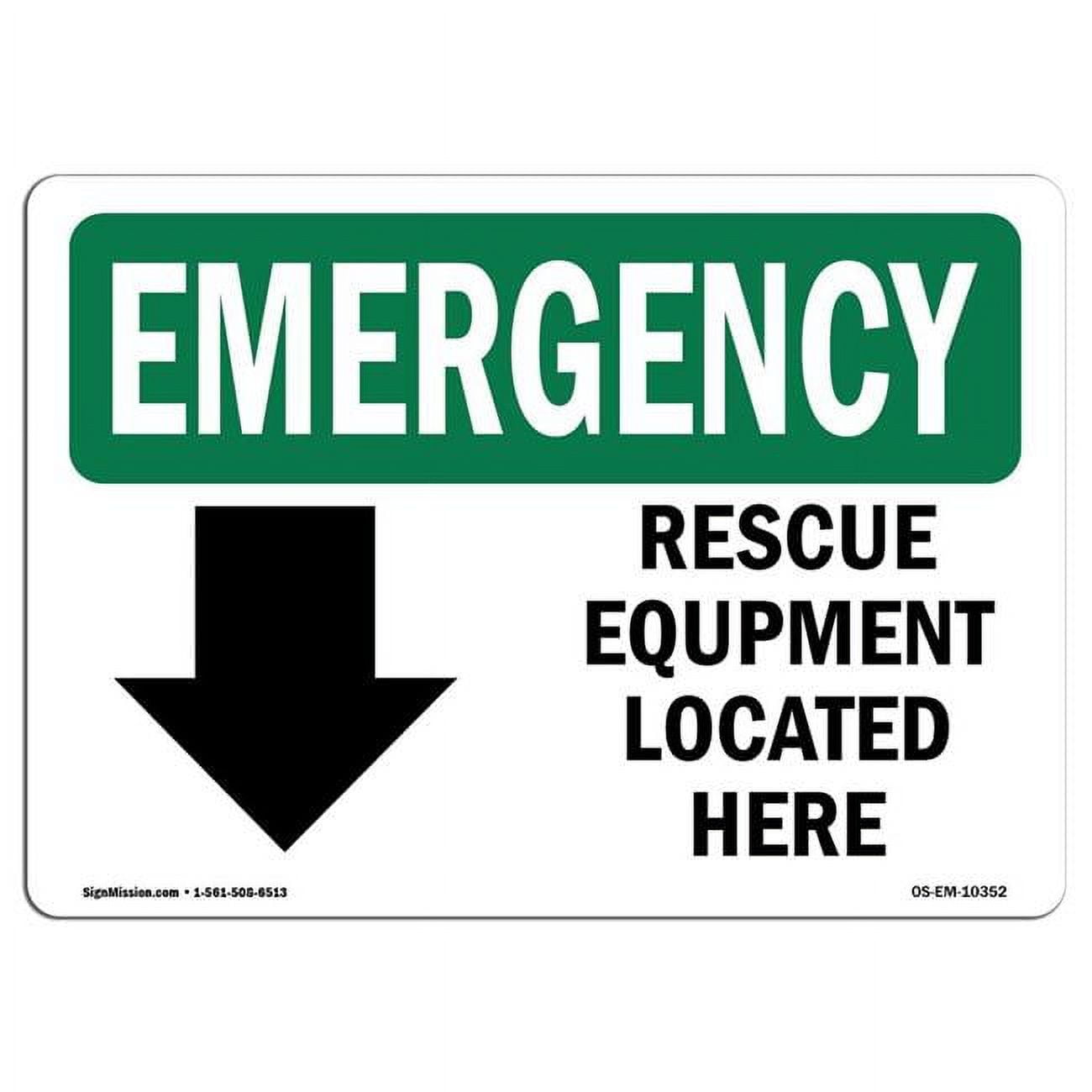 SignMission OS-EM-D-35-L-10352 OSHA Emergency Sign - Rescue Equipment ...