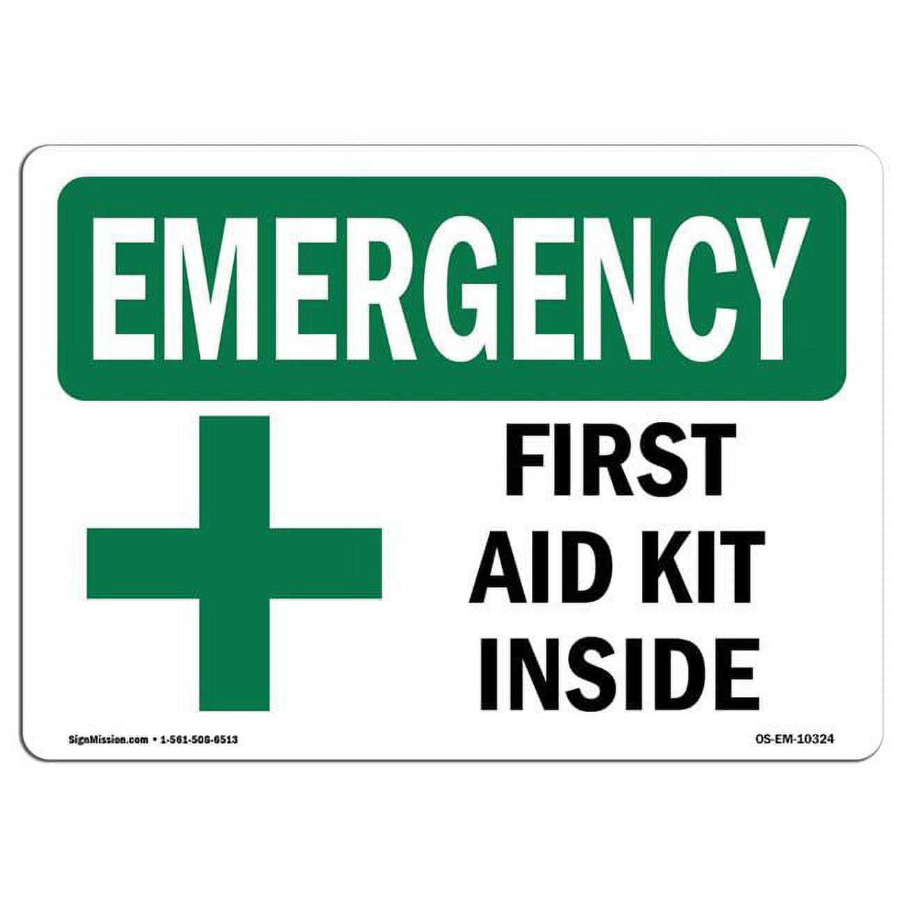 SignMission OS-EM-D-57-L-10324 OSHA Emergency Sign - First Aid Kit ...
