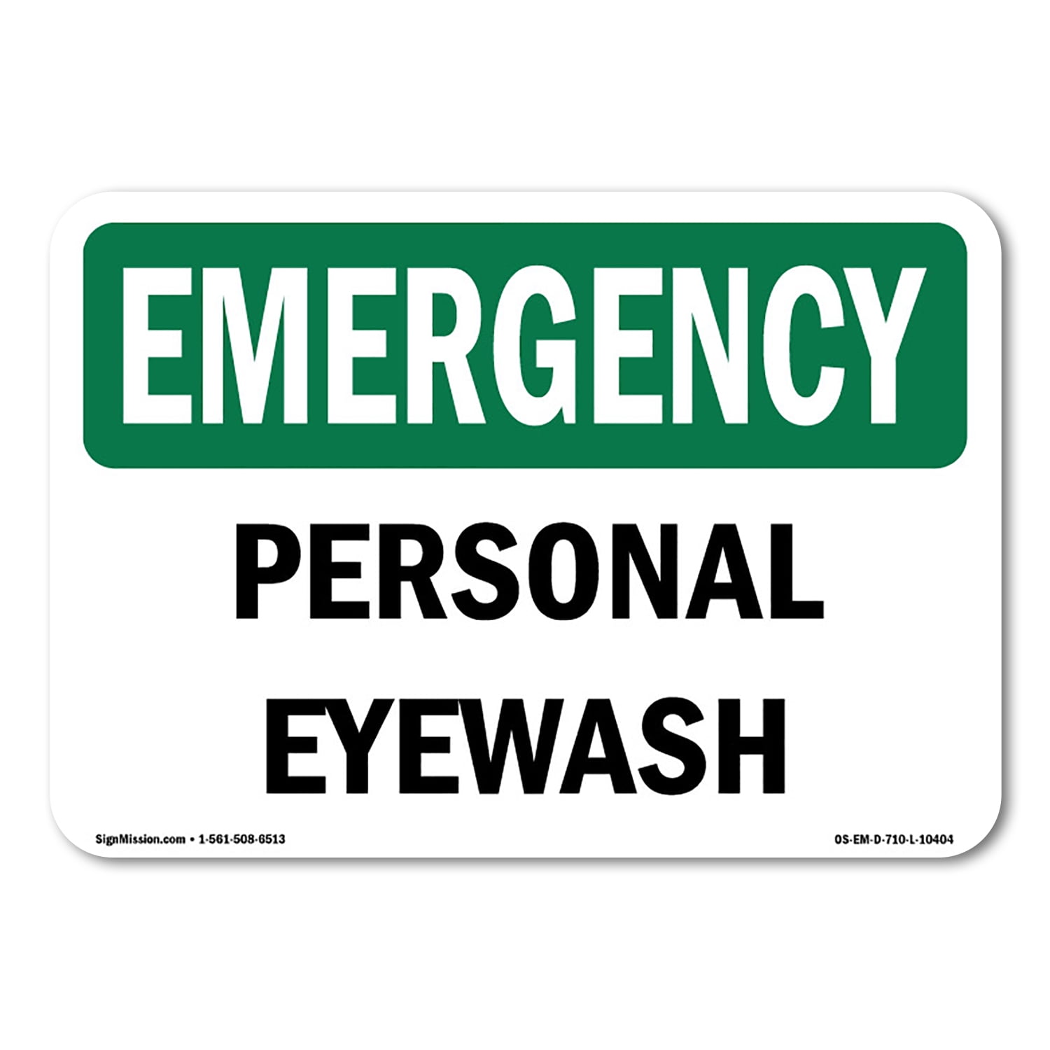 OSHA EMERGENCY Sign - Personal Eye Wash | Decal | Protect Your Business ...