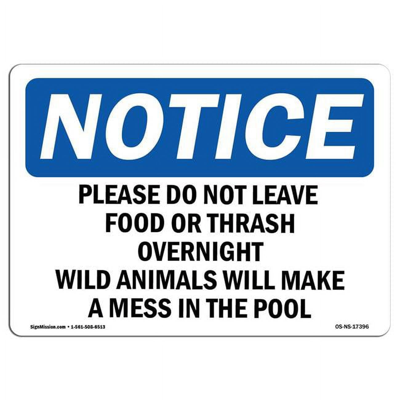 SignMission 10 x 14 in. OSHA Notice Sign - Please Do Not Leave Food or ...