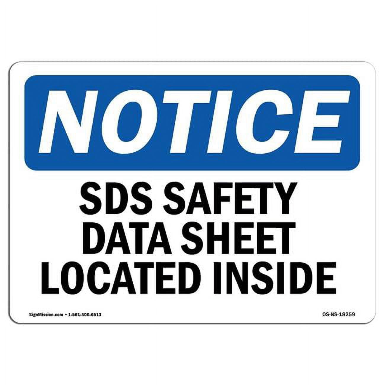 SignMission 10 x 14 in. OSHA Notice Sign - SDS Safety Data Sheet ...