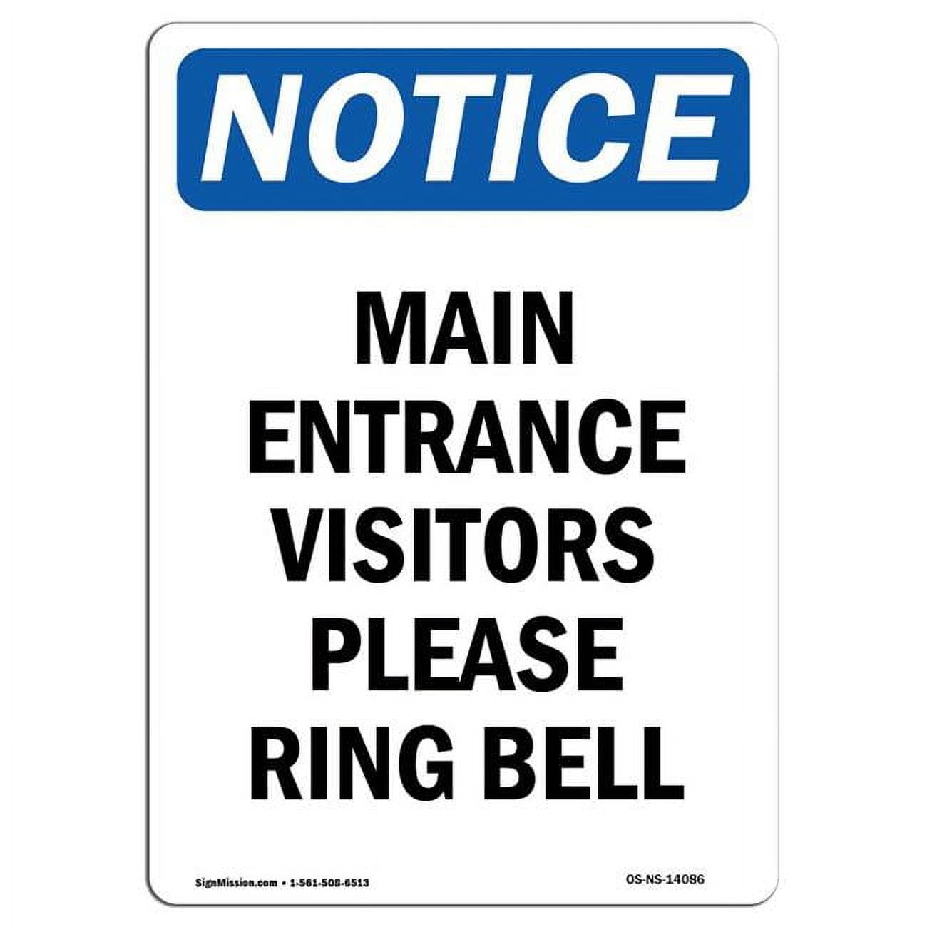 SignMission 10 x 14 in. OSHA Notice Sign - Main Entrance Visitors ...
