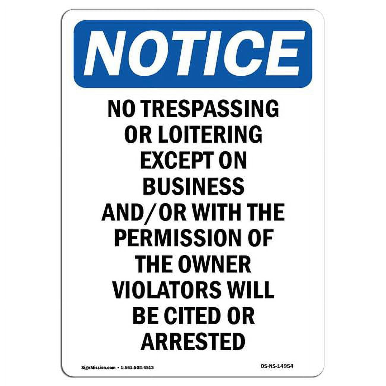 SignMission OS-NS-A-1824-V-14954 18 x 24 in. OSHA Notice Sign - No ...