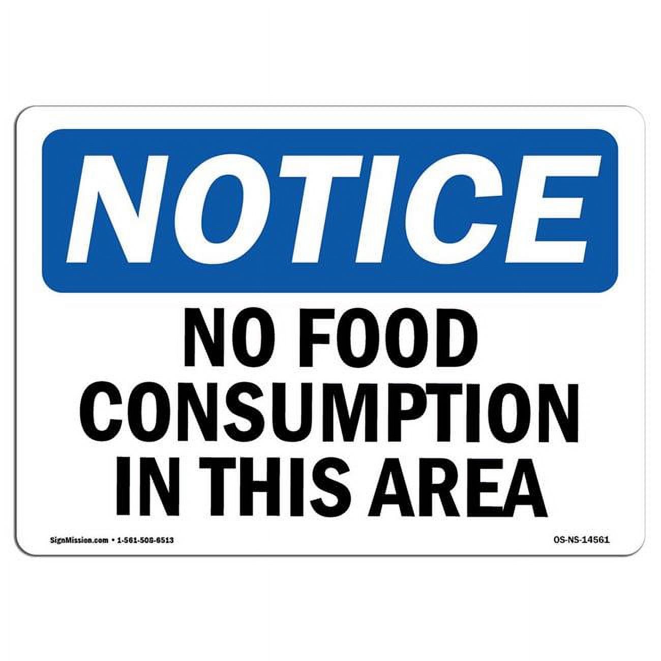 SignMission 7 x 10 in. OSHA Notice Sign - No Food Consumption in This ...