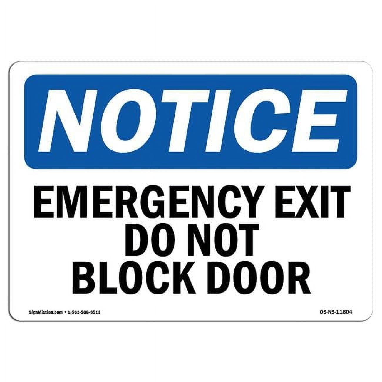 OSHA Notice Sign - Emergency Exit Do Not Block Door | Decal | Protect ...