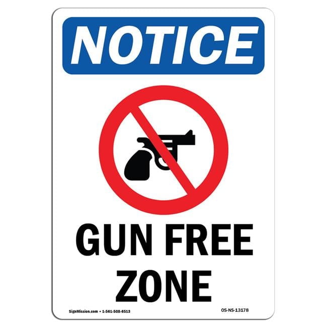 SignMission OS-NS-D-1824-V-13178 OSHA Notice Sign - Gun Free Zone Sign ...