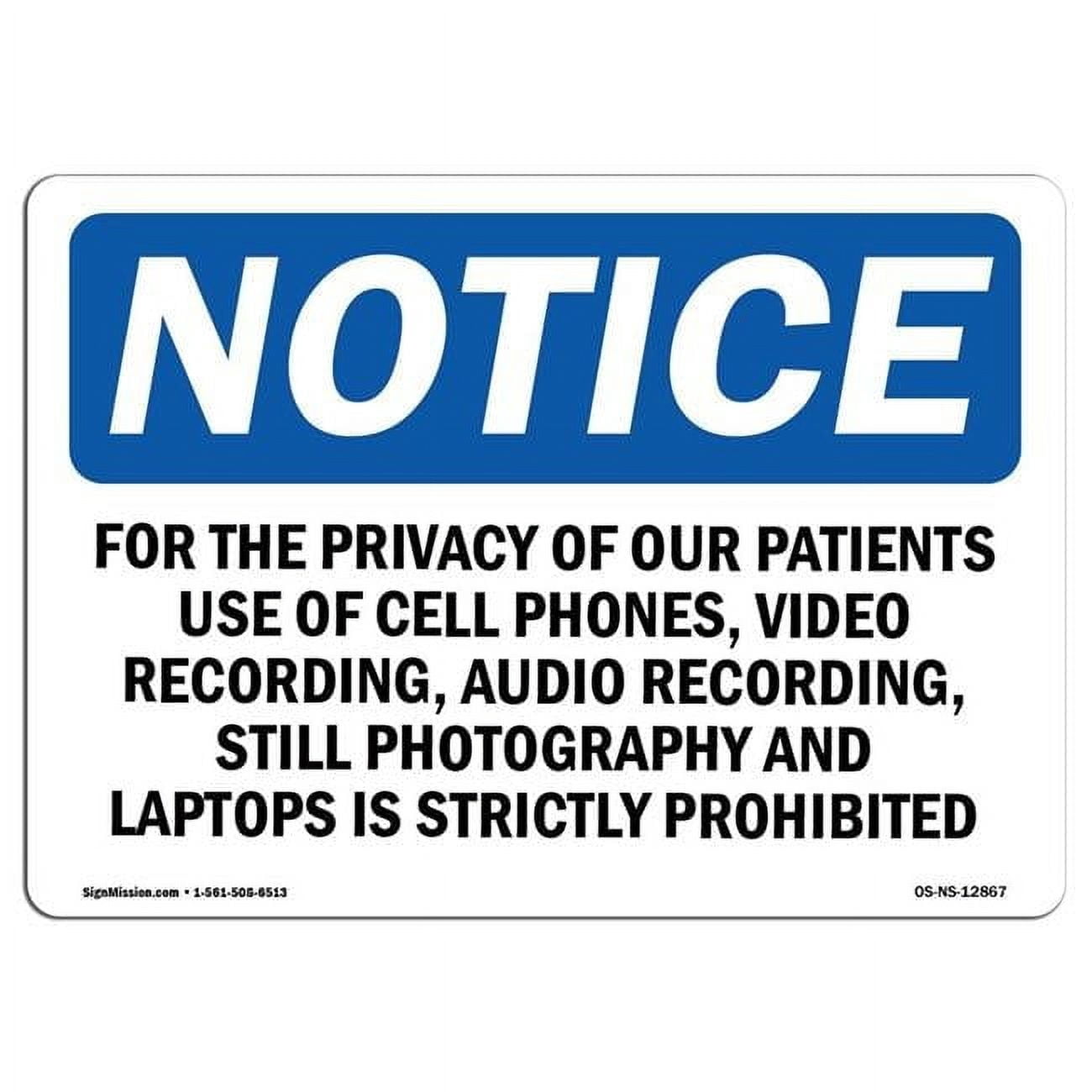 OSHA Notice Sign - For The Privacy Of Our Patients Use Of Cell | Decal ...