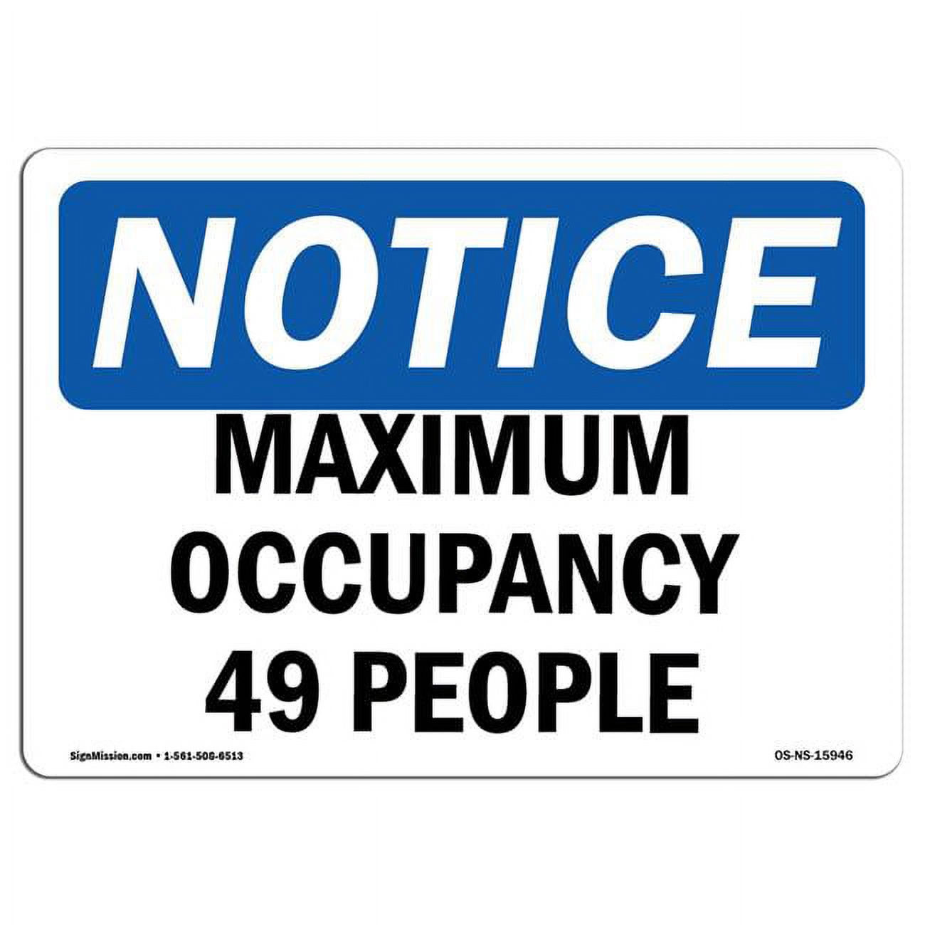Maximum Occupancy Sign-Steel / Black (1 Unit) - Walmart.com