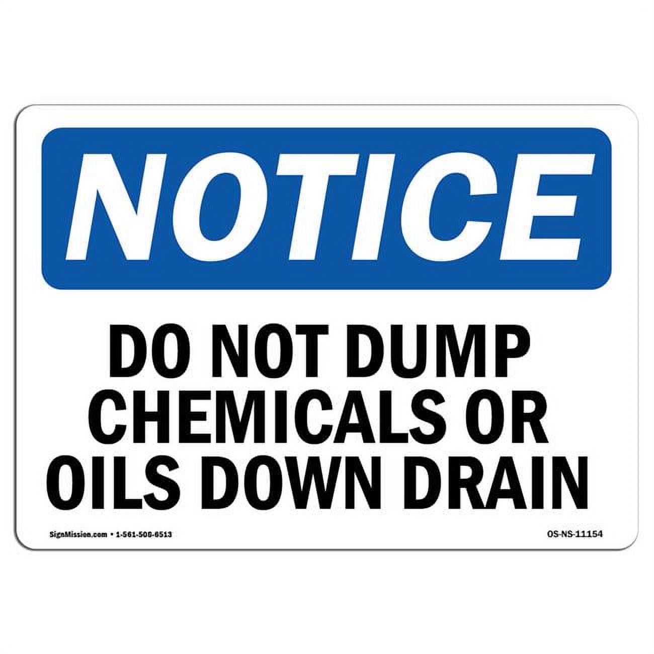 Portrait Round Plus Warning Do Not Dump Chemicals, Solvents Or Oils ...