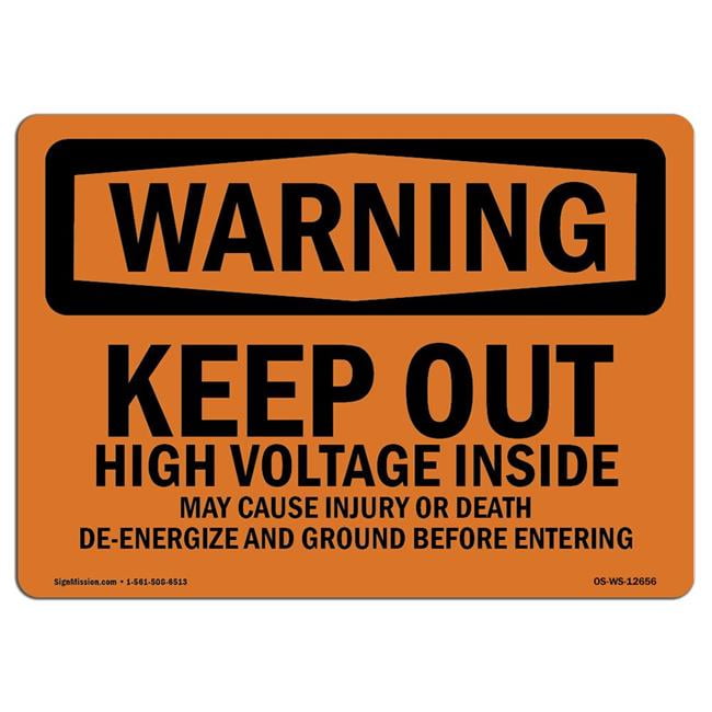 SignMission 10 x 14 in. OSHA Warning Sign - Keep Out High Voltage ...