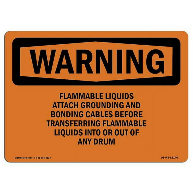 SignMission 12 x 18 in. OSHA Warning Sign - Flammable Liquids Attach ...
