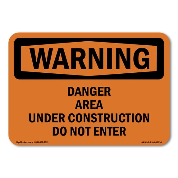 SignMission OS-WS-A-1824-L-12034 18 x 24 in. OSHA Warning Sign - Danger ...