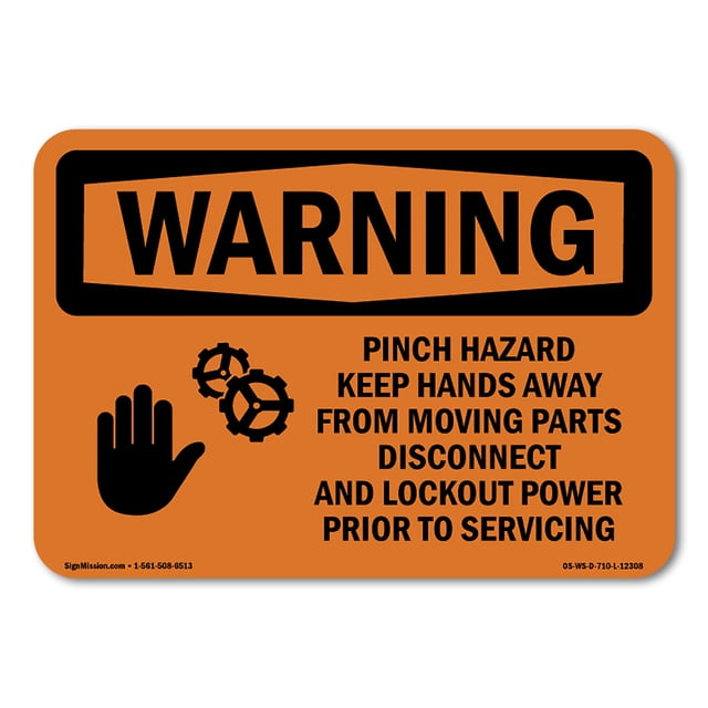 SignMission OS-WS-A-1824-L-12308 18 x 24 in. OSHA Warning Sign - Pinch ...