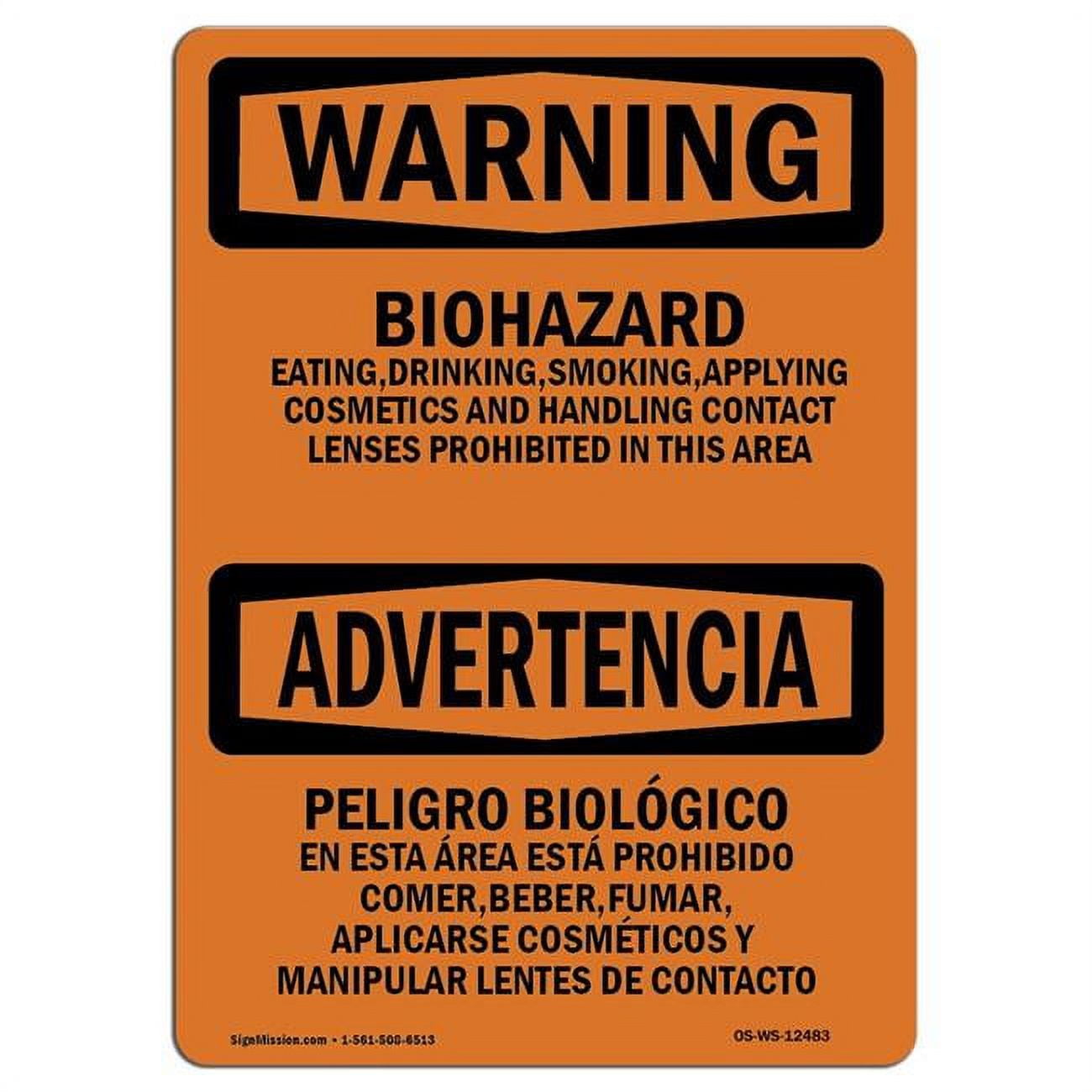 SignMission 7 x 10 in. OSHA Warning Sign - Biohazard Bilingual ...