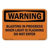 SignMission OS-WS-D-35-L-11988 OSHA Warning Sign - Blasting in Progress ...