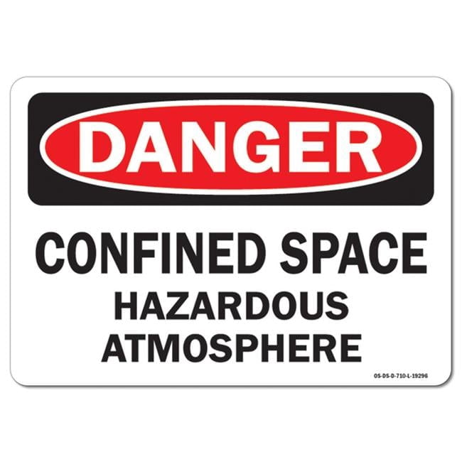 SignMission OSHA Danger Decal Sign - Confined Space Hazardous ...