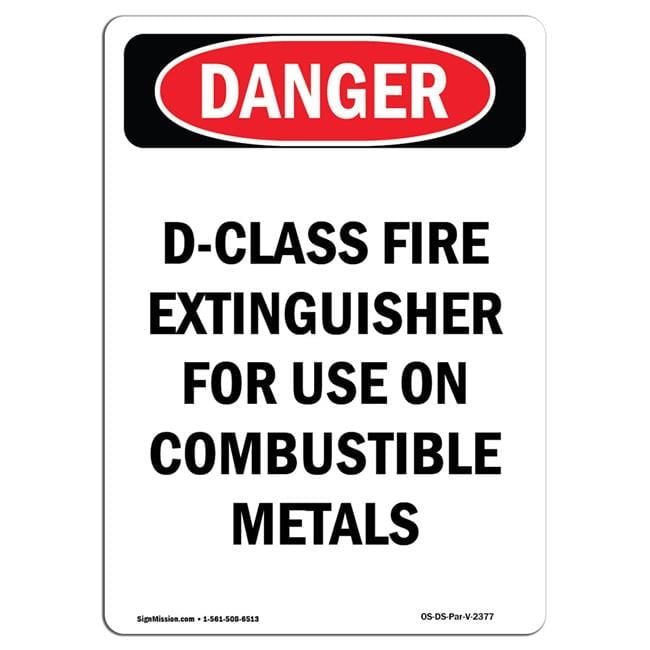 SignMission OSHA Danger Sign - D-Class Fire Extinguisher for - Walmart.com
