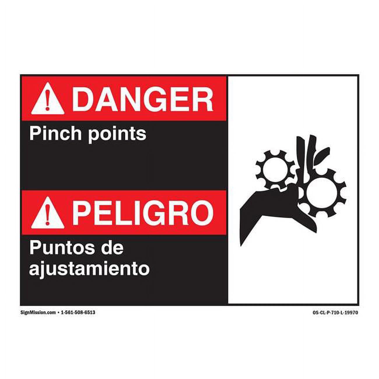 SignMission OSHA Danger Sign - Danger Pinch Points - Walmart.com
