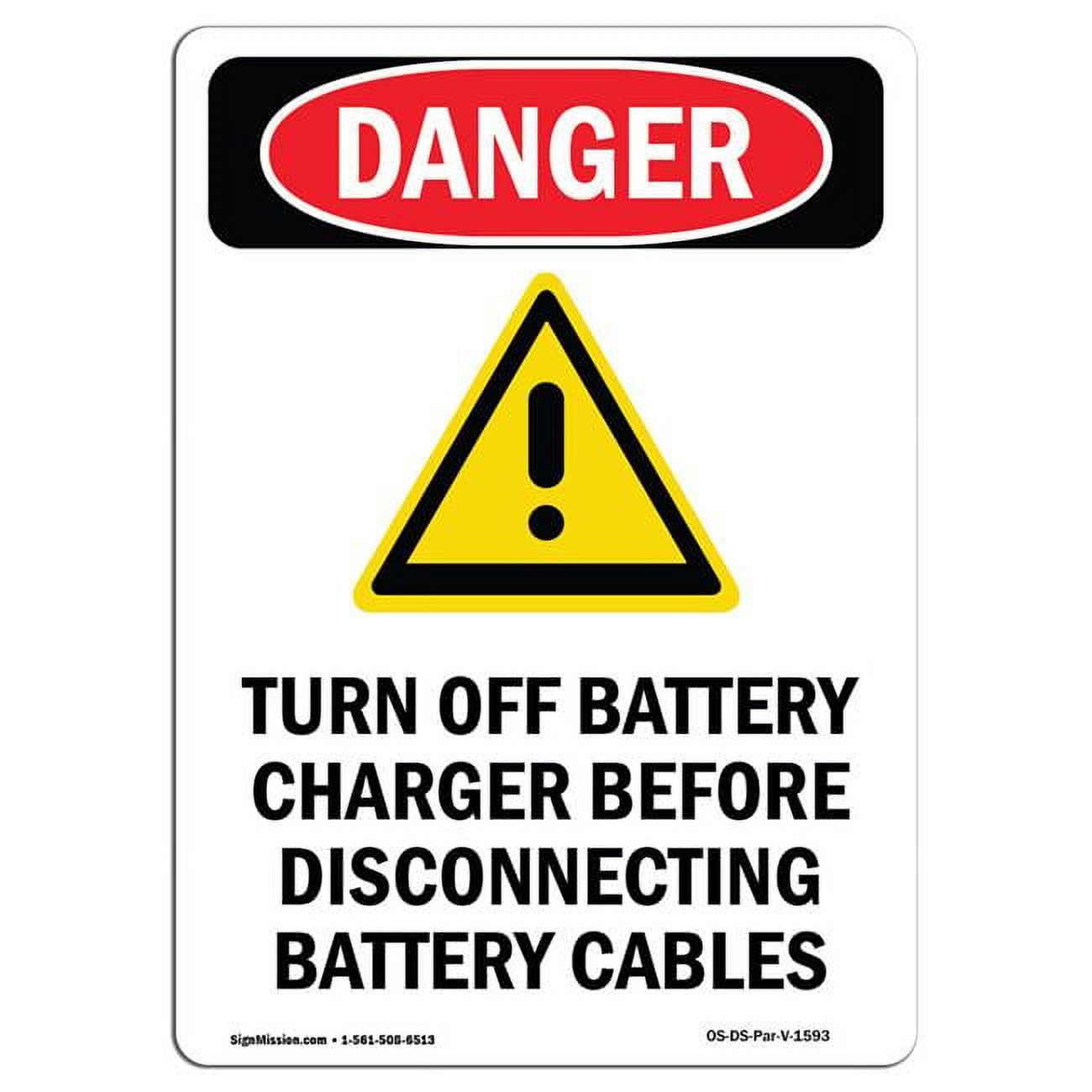 SignMission OSHA Danger Sign - Turn Off Battery Charger - Walmart.com