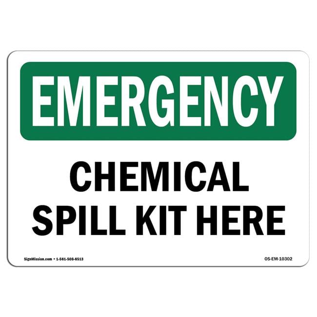 SignMission OSHA Emergency Sign - Chemical Spill Kit Here - Walmart.com