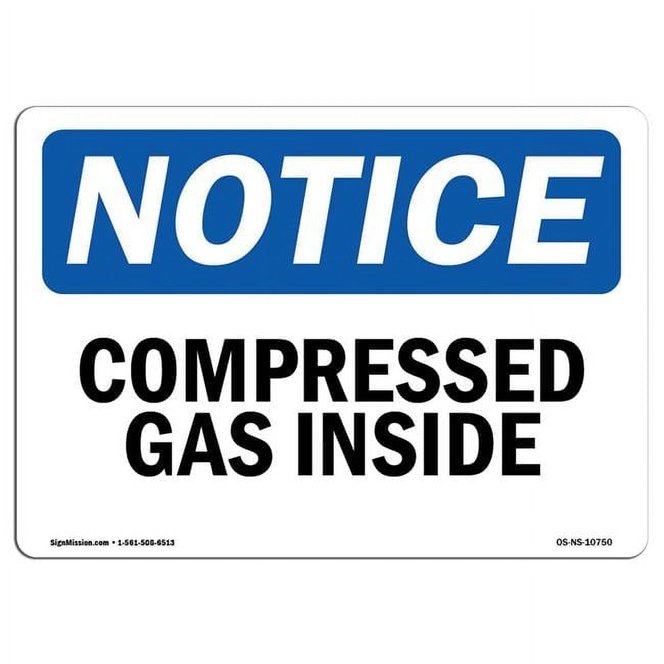 SignMission OSHA Notice Sign - Compressed Gas Inside - Walmart.com