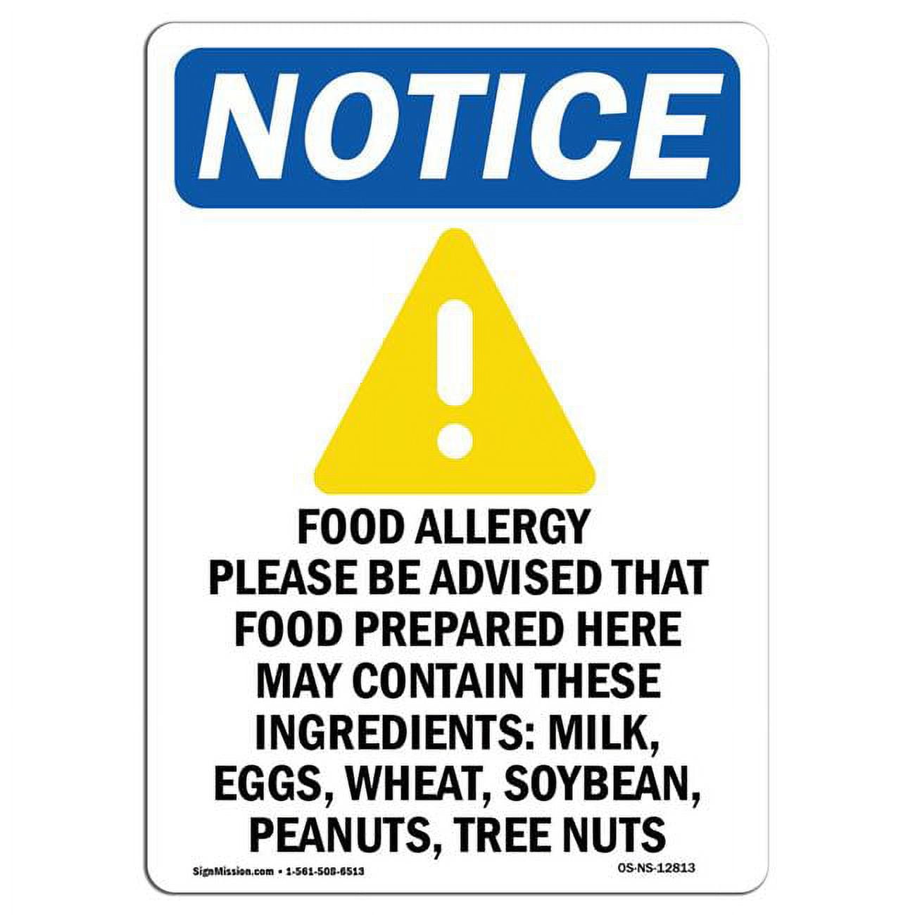SignMission OSHA Notice Sign - Food Allergy Notice - Walmart.com SignMission OSHA Notice Sign - Food Allergy Notice - Walmart.com