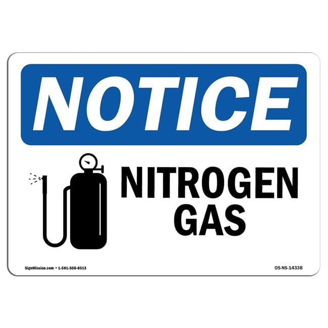 SignMission OSHA Notice Sign - Nitrogen Gas Sign with Symbol - Walmart.com