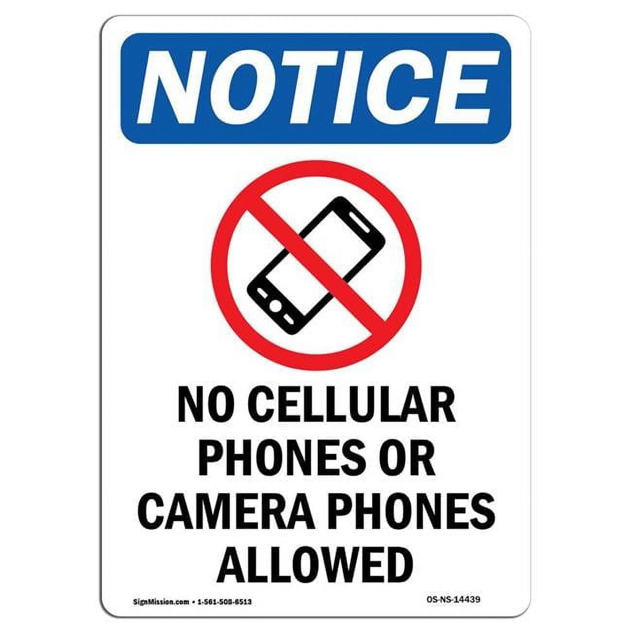 SignMission OSHA Notice Sign - No Cellular Phones - 18 x 24 in ...