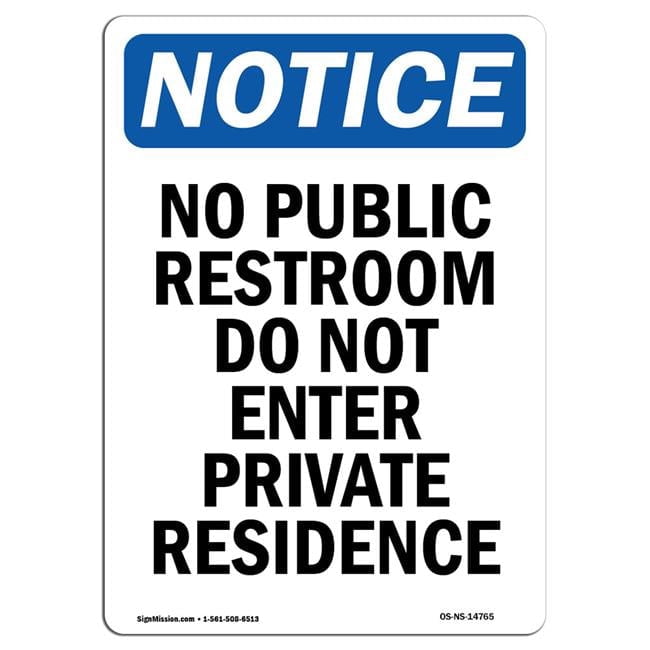SignMission OSHA Notice Sign - No Public Restroom Do Not Enter ...
