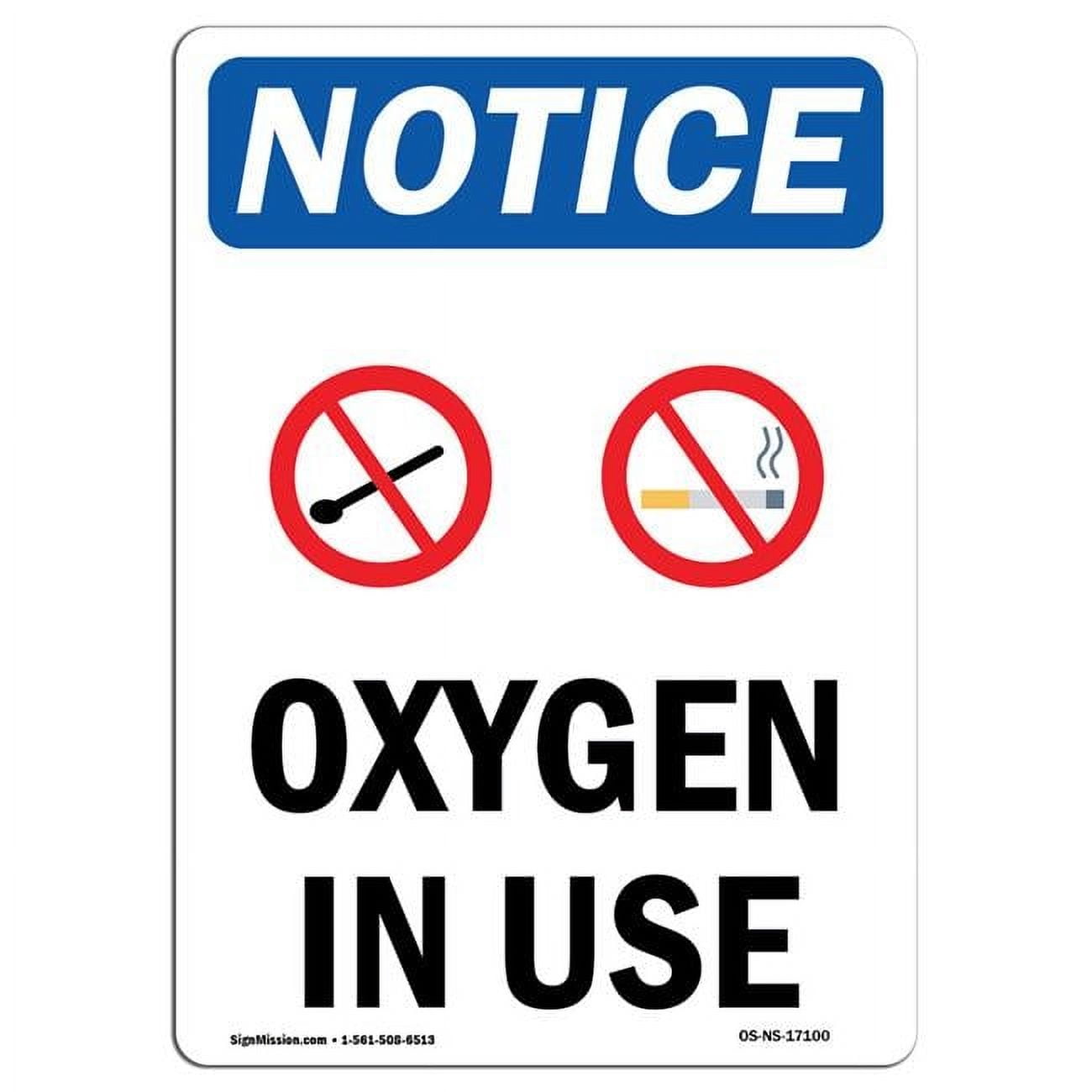 SignMission OSHA Notice Sign - Oxygen in Use - Walmart.com