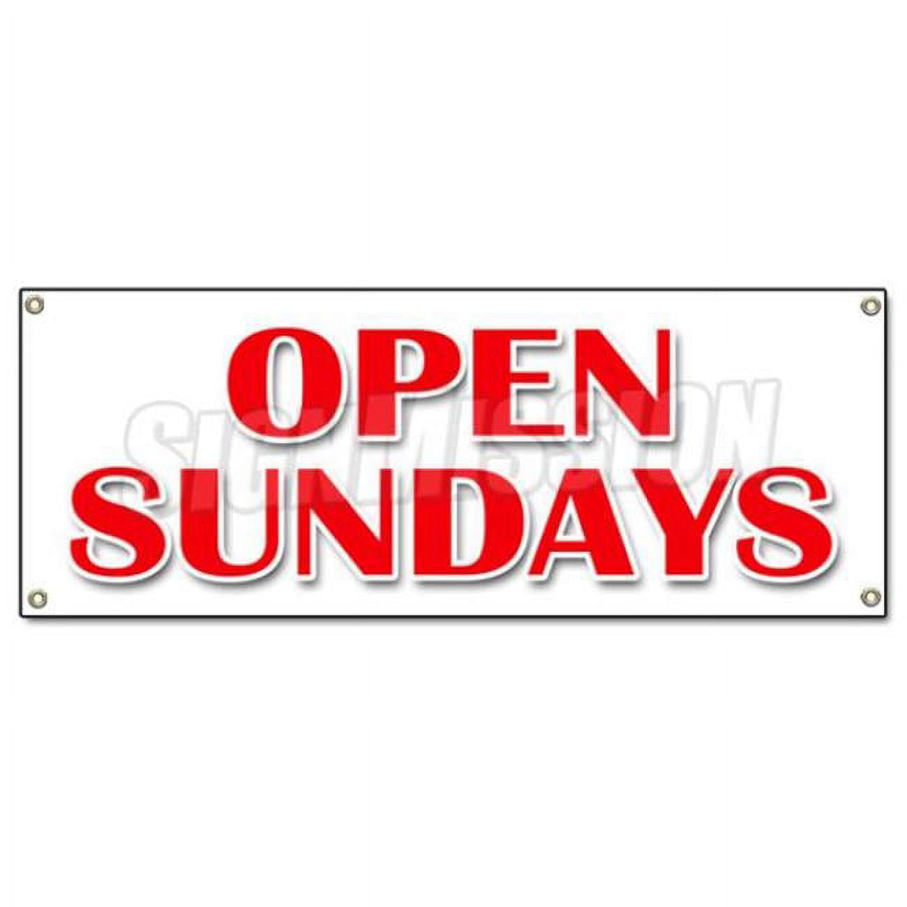 SignMission Open Sundays Banner Sign - Open Weekends Hours Of Operation ...