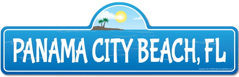 SignMission P-618 Panama City Beach Fl 6 x 18 in. Beach Street Sign ...