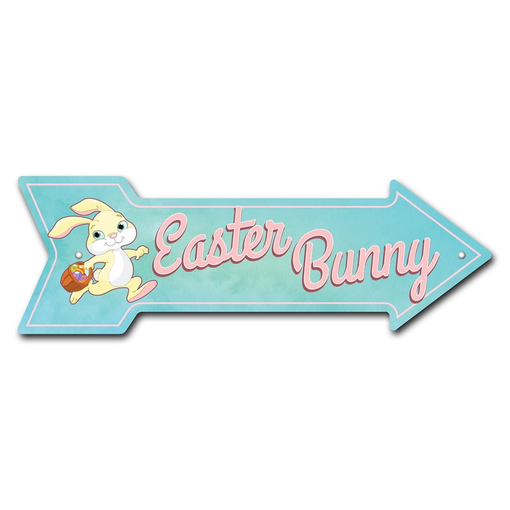 SignMission P-ARROW10-999885 10 x 30 in. Wide Easter Bunny Arrow Sign ...