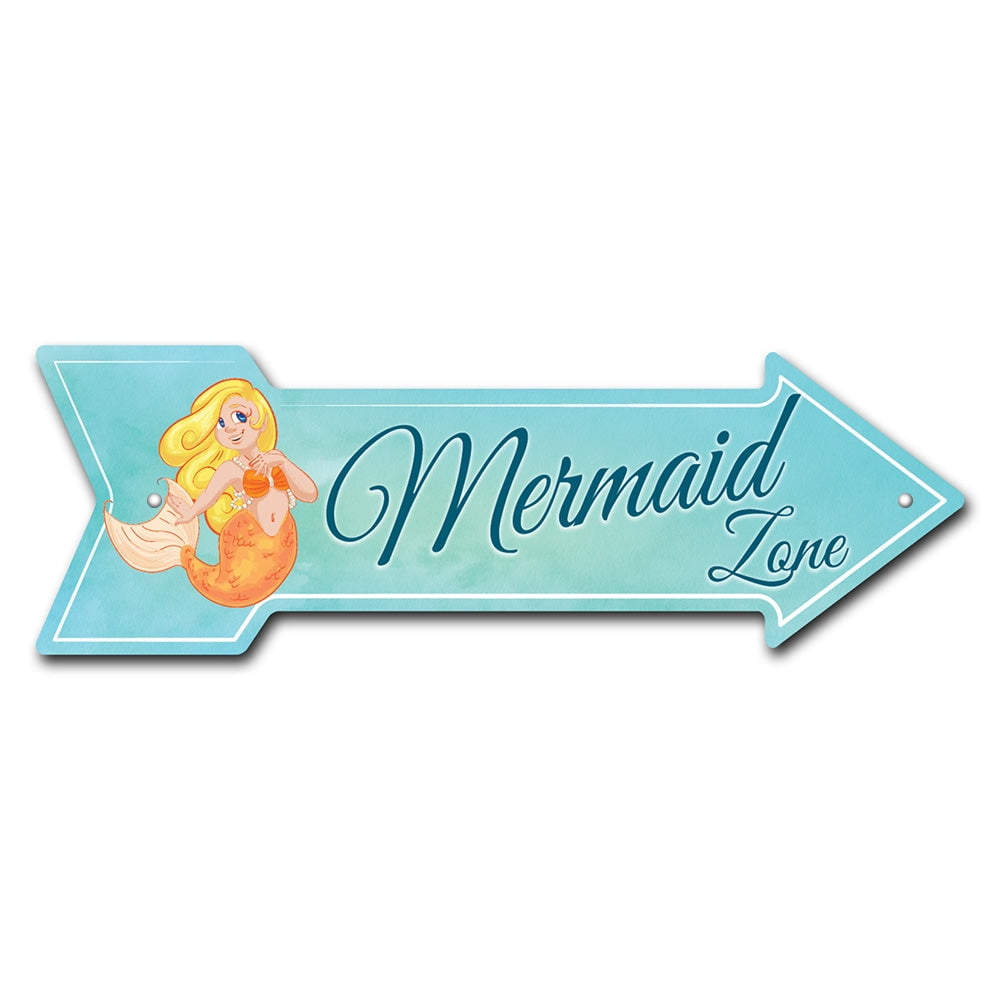 SignMission P-ARROW12-999749 12 x 36 in. Wide Mermaid Zone Arrow Sign ...