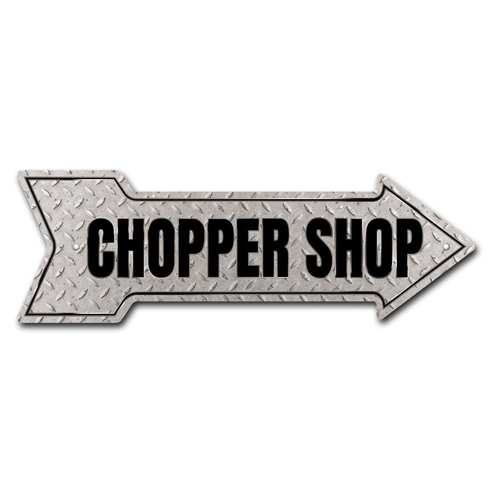 SignMission P-ARROW12-999916 12 x 36 in. Wide Chopper Shop Arrow Sign ...