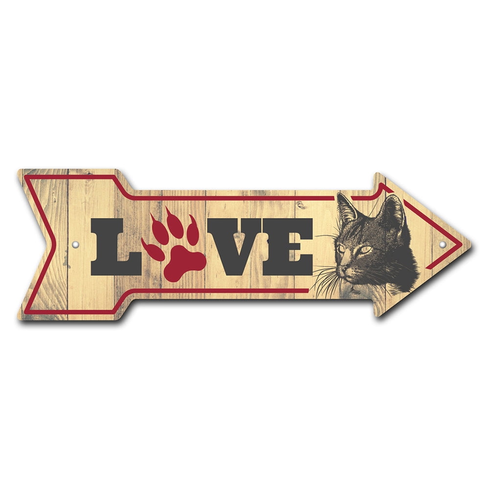 SignMission P-ARROW8-999765 24 in. Love Cats Arrow Sign - Walmart.com