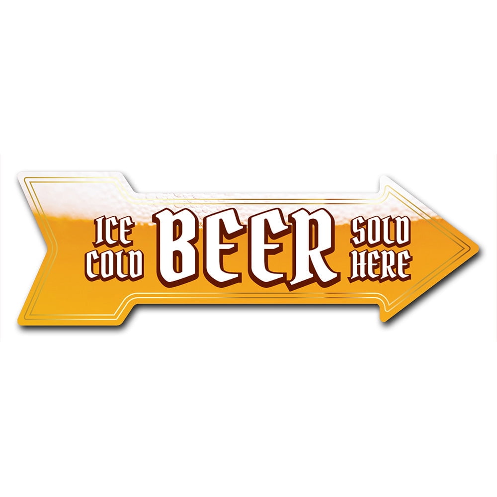 SignMission P-ARROW8-999809 8 x 24 in. Wide Ice Cold Beer 2 Arrow Sign ...