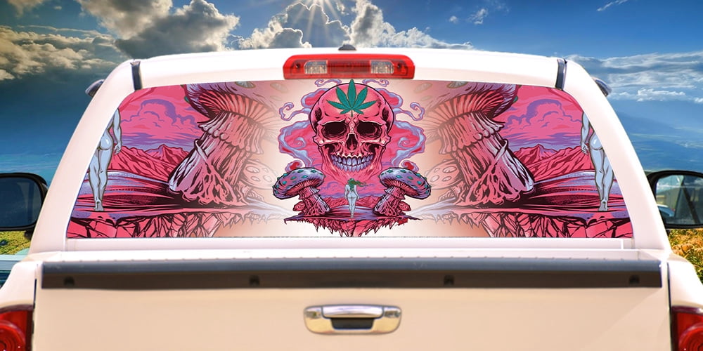 SignMission Pink Cannabis Skull Rear Window Graphic truck view thru ...