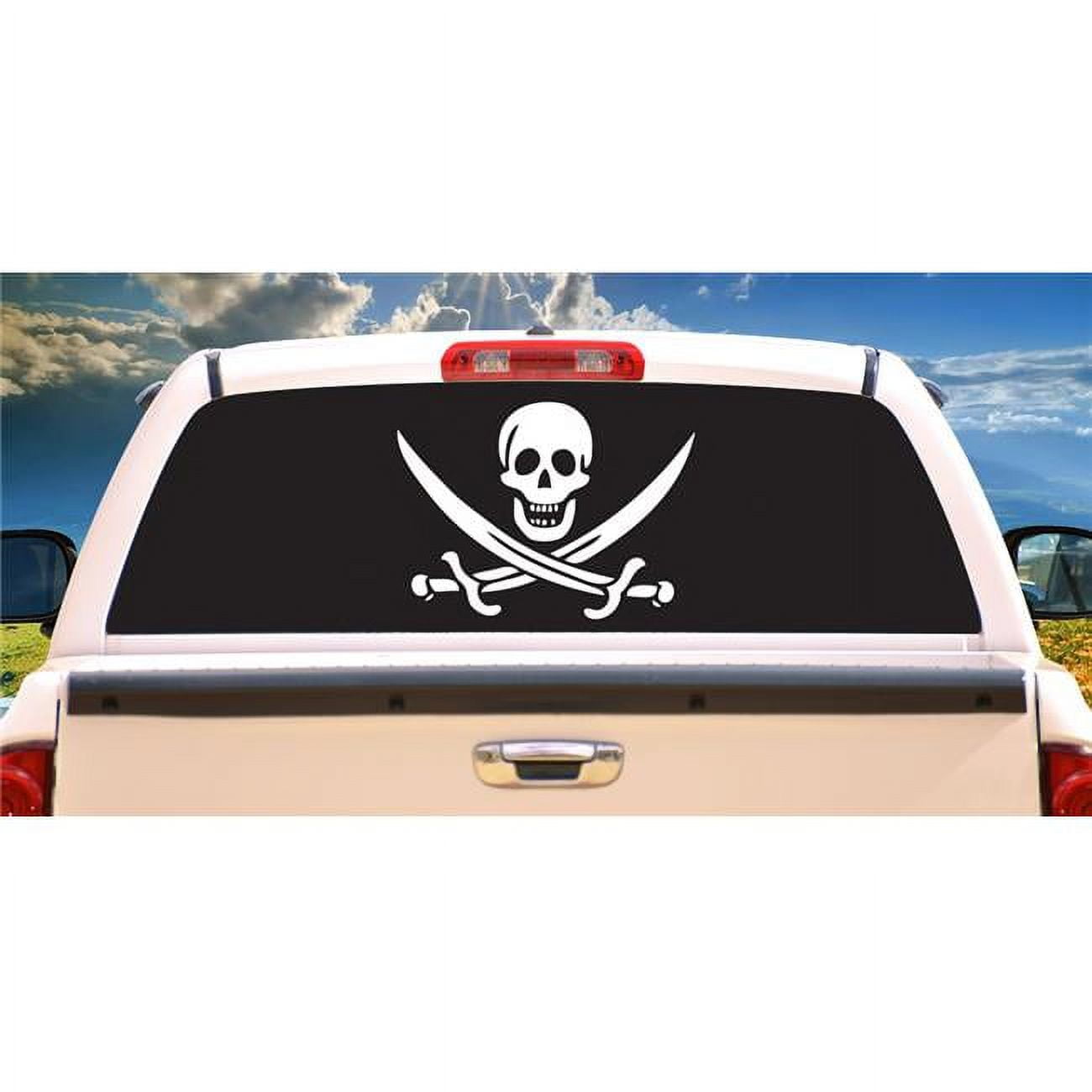 SignMission Pirate Rear Window Graphic Jolly Roger Skull View Thru ...