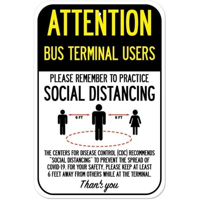 SignMission A-1218-25380 Public Safety Sign - Attention Bus Terminal ...