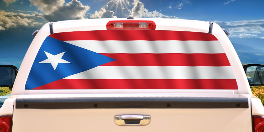 SignMission Puerto Rican Flag In The Wind Rear Window Graphic truck ...